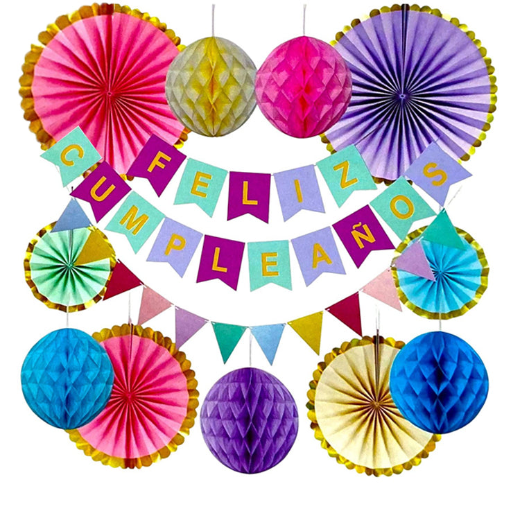 KIT FELIZ CUMPLEAÑOS ABANICOS FESTONES – Oh Hi Party
