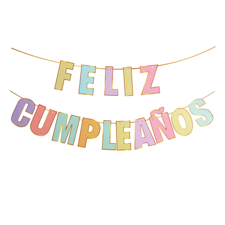 LETRERO FELIZ CUMPLEAÑOS PASTEL BORDE DORADO – Oh Hi Party